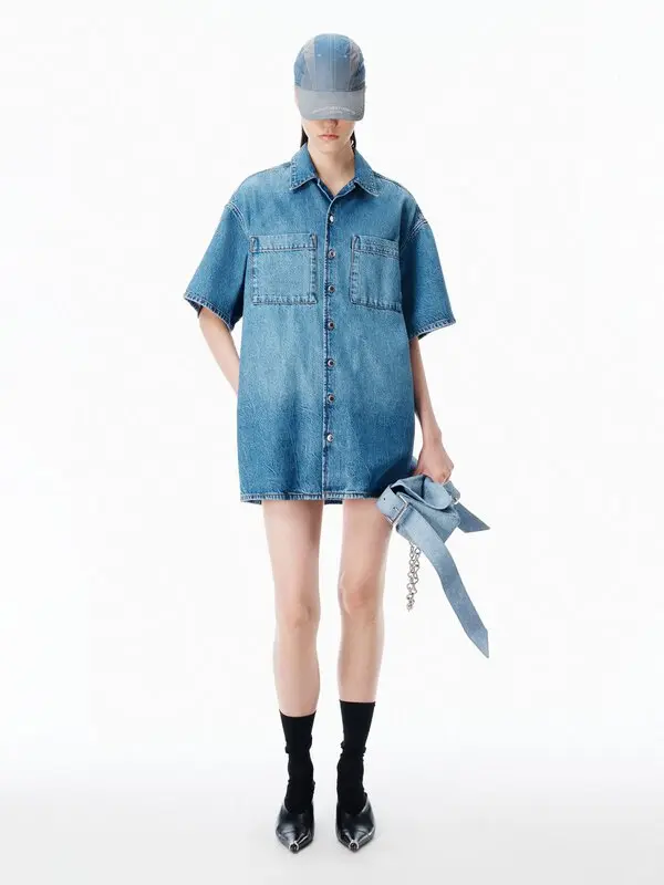 Alexander Wang Denim Shirt Dress - Blue