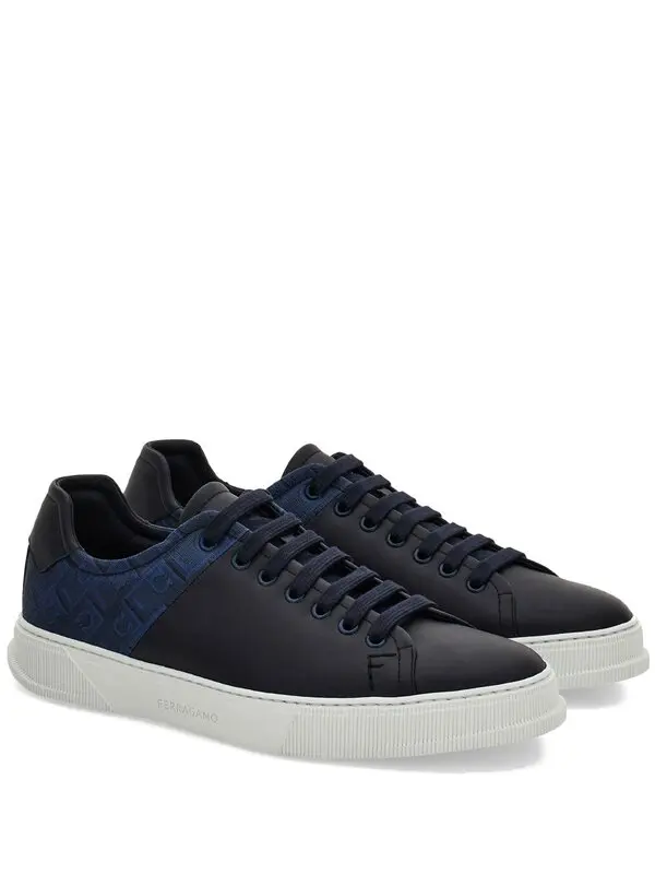 FERRAGAMO Clayton Monogram Jacquard Leather Sneakers