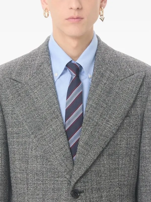 Valentino Garavani Valentie Jacquard Regimental Silk Tie - Blue