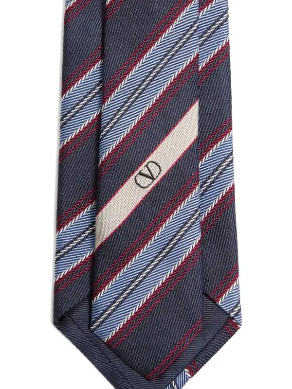Valentino Garavani Valentie Jacquard Regimental Silk Tie - Blue