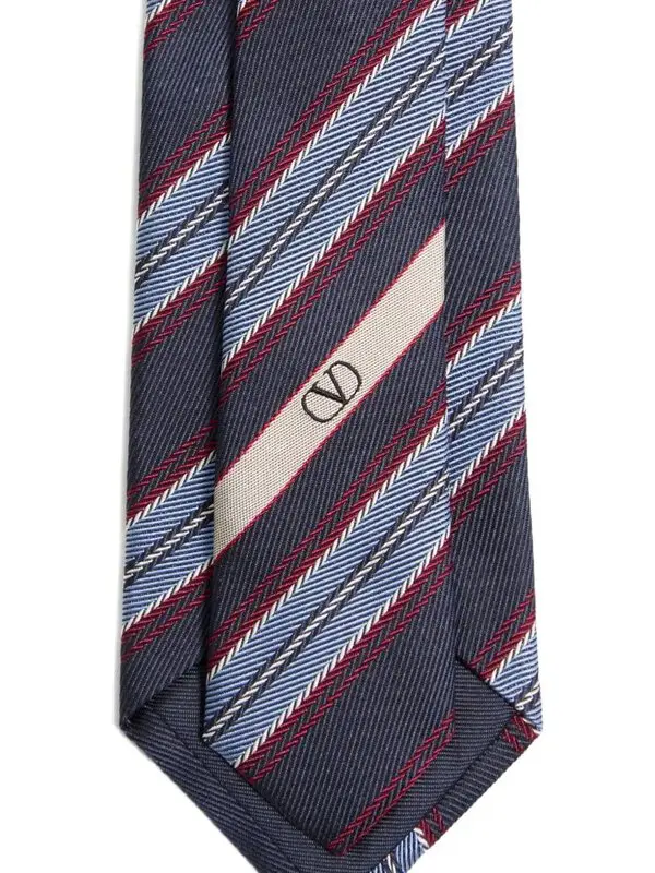 Valentino Garavani Jacquard Regimental Silk Neck Tie - Blue
