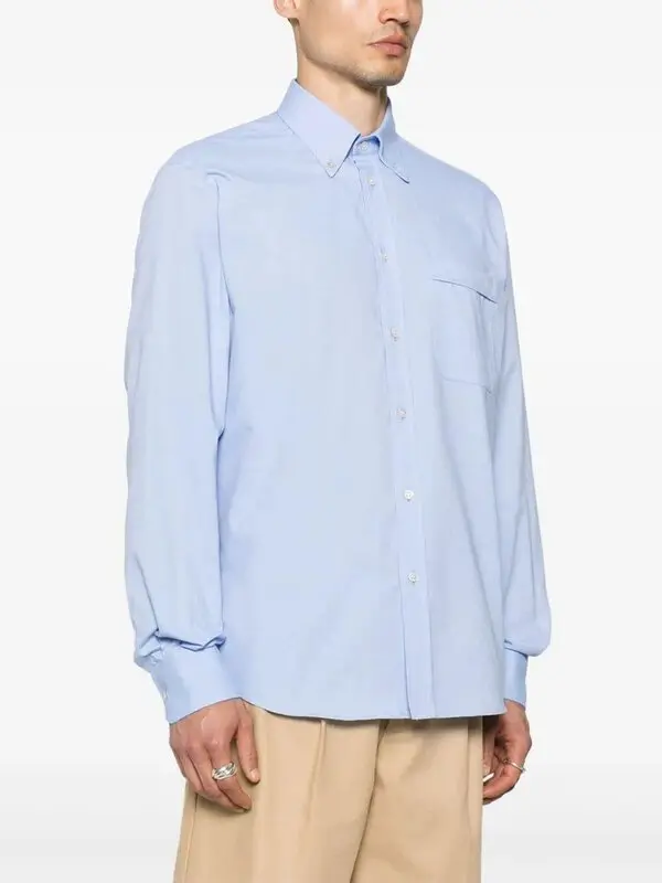 Valentino Garavani Cotton Oxford Shirt With Vlogo Embroidery - Blue