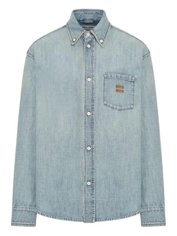 Miu Miu Chambray Denim Shirt - Blue