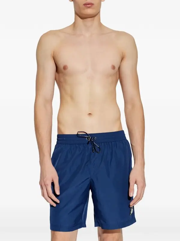 Dolce & Gabbana Boxer Da Mare Medio Con Placca Logata