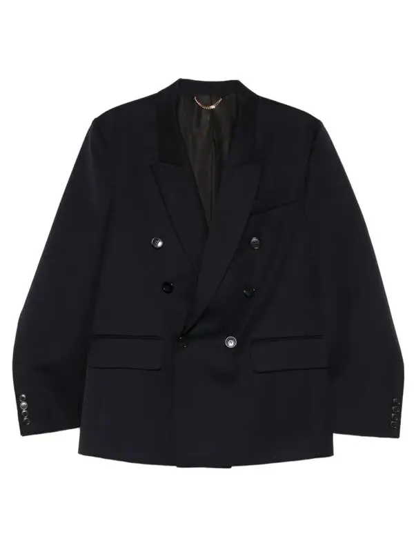 Victoria Beckham Double-breasted Wool Tailored Jacket - Blue