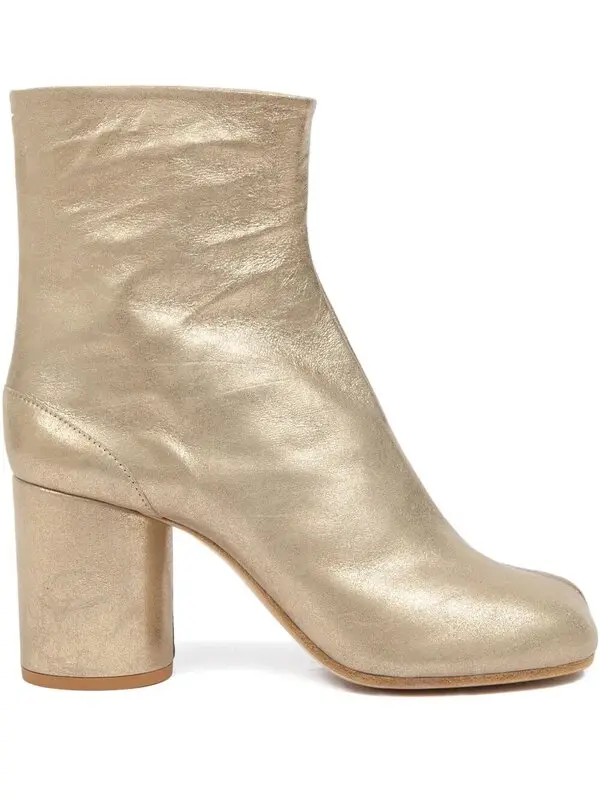 MAISON MARGIELA Tabi Metallic Leather Ankle Boots - Silver