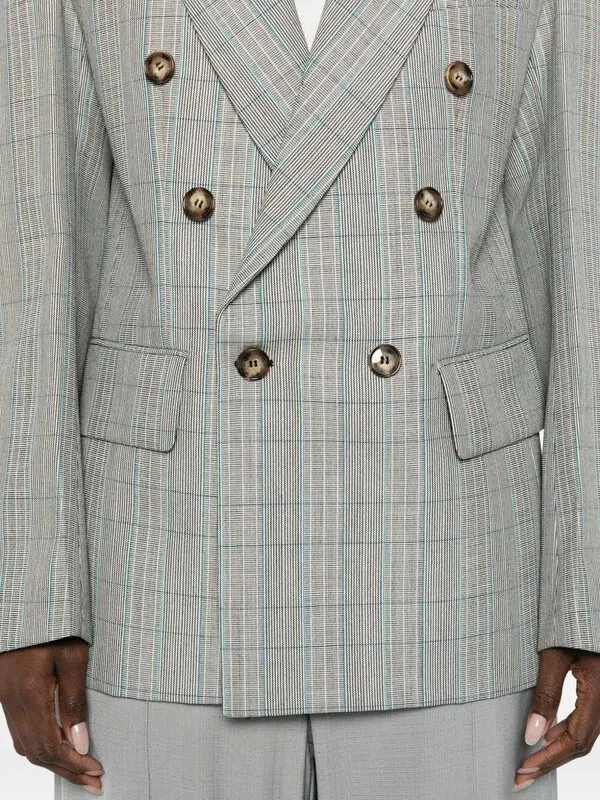 Victoria Beckham Check Wool Double-breasted Tailored Jacket