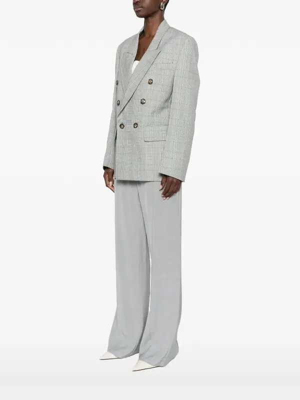 Victoria Beckham Check Wool Double-breasted Tailored Jacket - Gray