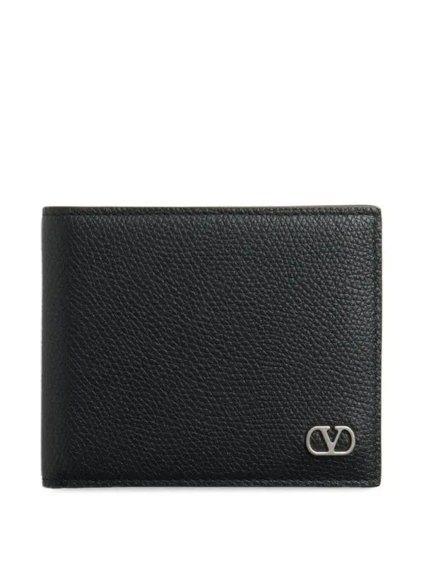 Valentino Garavani Vlogo Signature Grainy Calfskin Bi-fold Wallet - Black