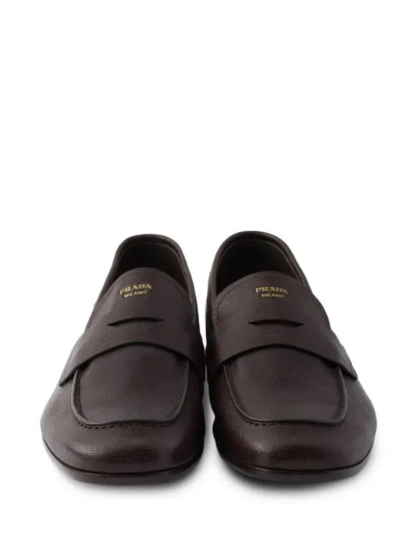 Prada Goat Skin Leather Loafers - Brown