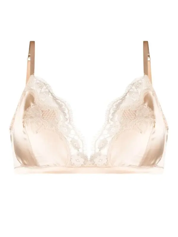 Dolce & Gabbana Soft-cup Satin Bra With Lace Detailing - Multicolor
