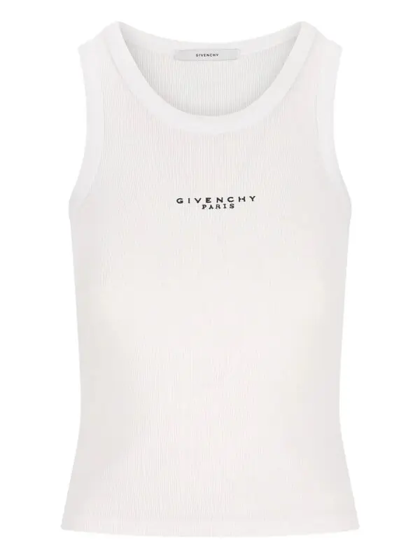 Givenchy Slim Fit Cotton Tank Top With Paris Print - White
