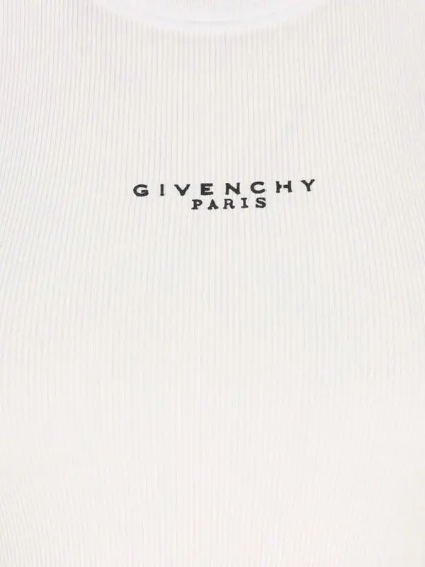 Givenchy Slim Fit Cotton Tank Top With Paris Print - White