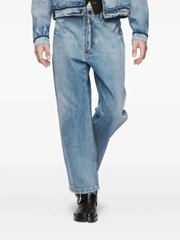 MAISON MARGIELA Washed Denim Straight-leg Cropped Jeans