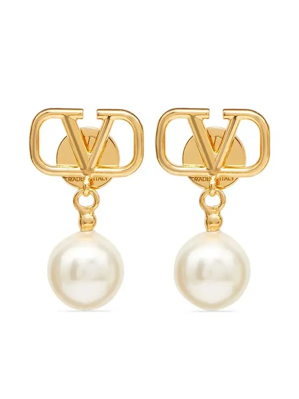 Valentino Garavani Vlogo Signature Earrings With Swarovski® Pearls - Silver