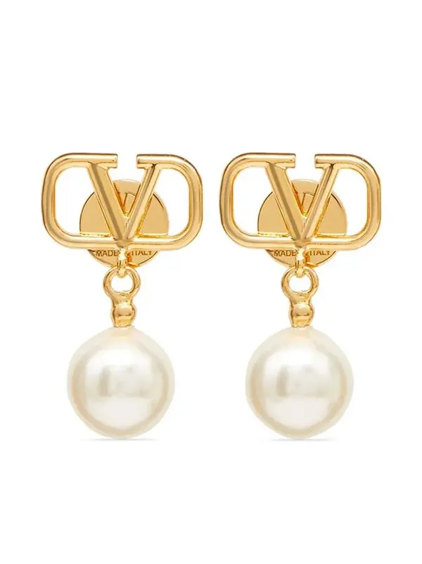 Valentino Garavani Vlogo Signature Drop Earrings With Swarovski® Pearls - Silver