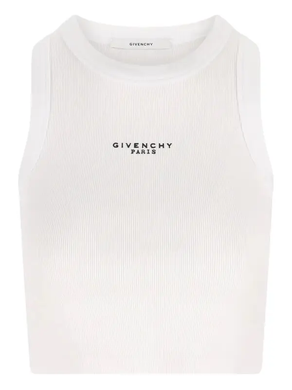 Givenchy Cotton Cropped Tank Top With Paris Print - White
