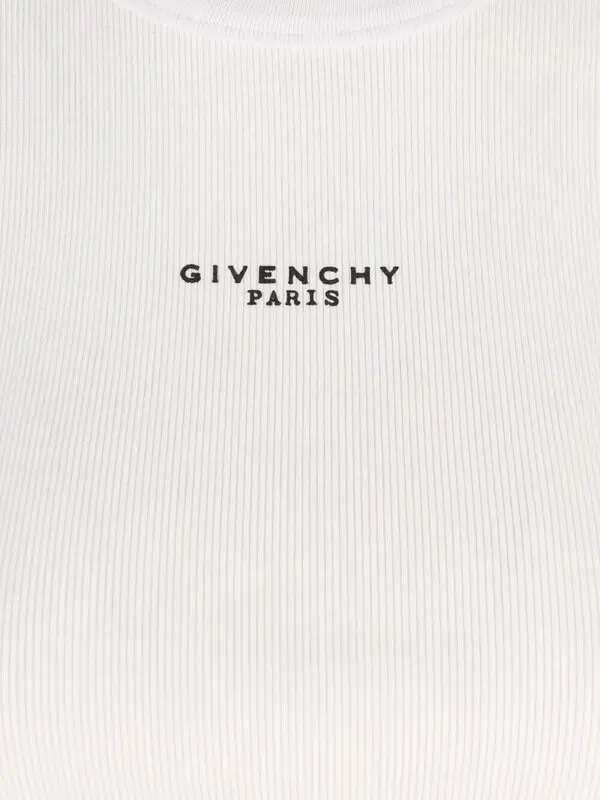 Givenchy Cotton Cropped Tank Top With Paris Print