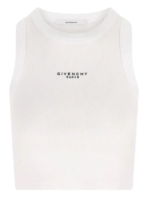 Givenchy Cropped Cotton Tank Top With Paris Print - White