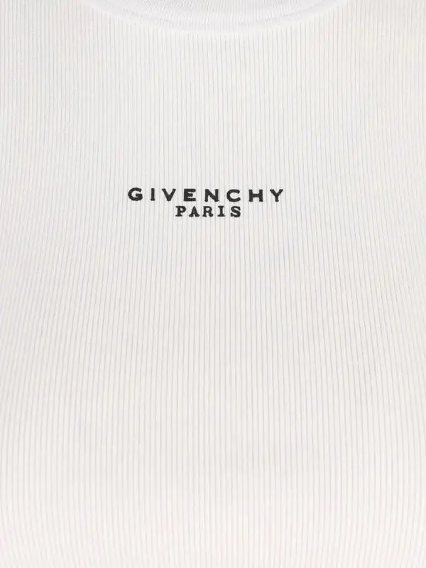 Givenchy Cropped Cotton Tank Top With Paris Print - White