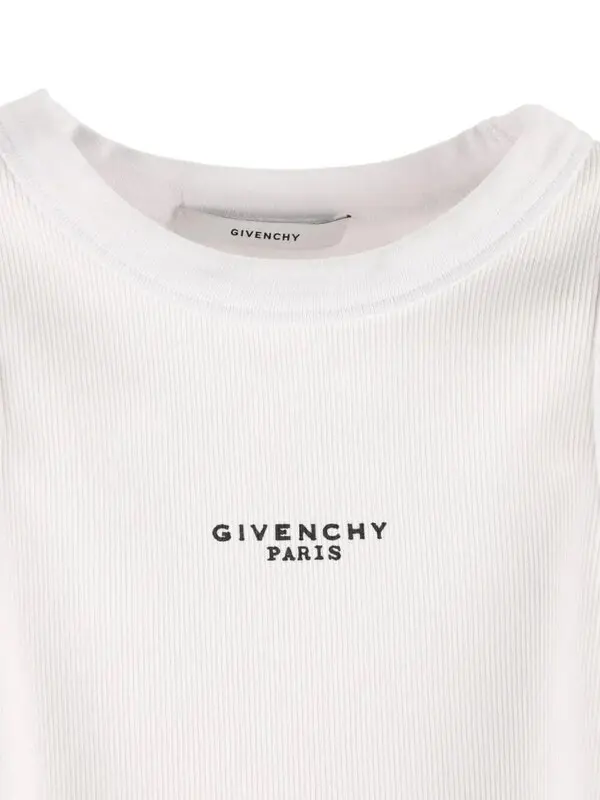 Givenchy Cropped Cotton Tank Top With Paris Print - White