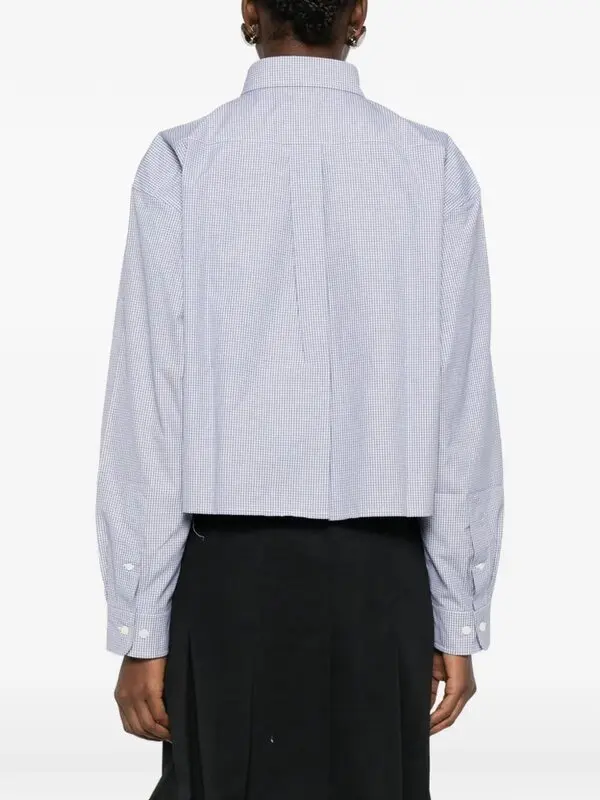 Miu Miu Checked Cropped Poplin Shirt - Blue