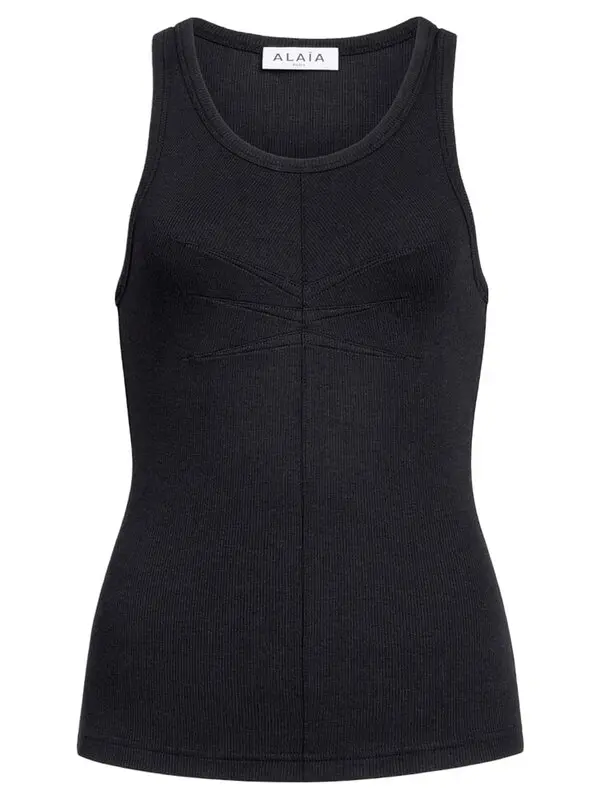 Alaïa Darts Cotton Tank Top - Black