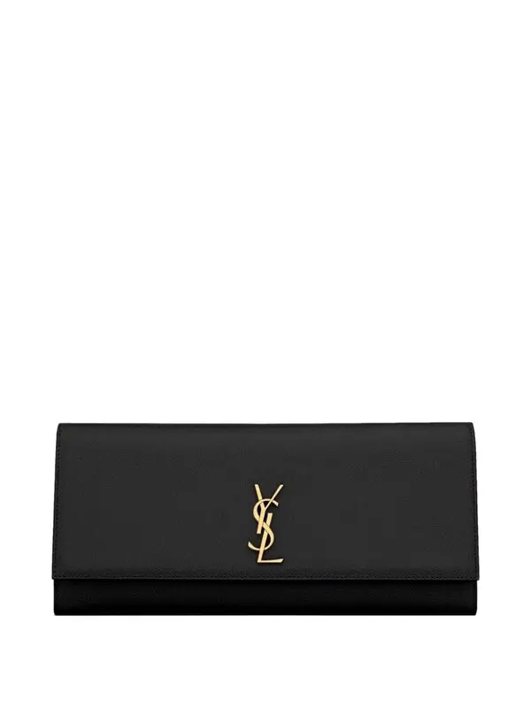 Saint Laurent Kate Clutch In Grain De Poudre Leather - Black