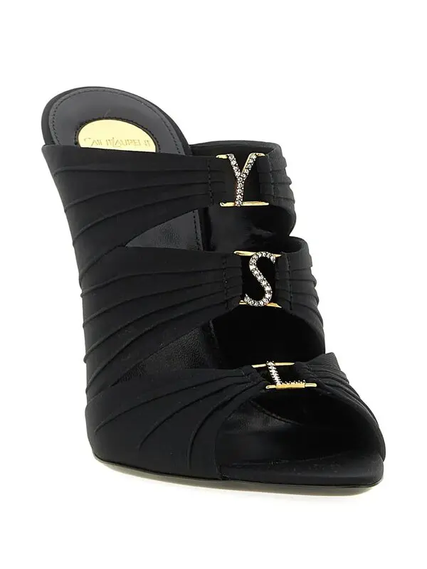 Saint Laurent Emilie 110 Satin Crepe Mules - Black