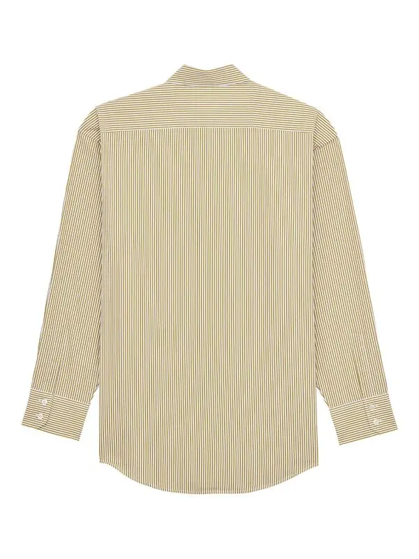 Saint Laurent Striped Cotton Poplin Cassandre Shirt - Green
