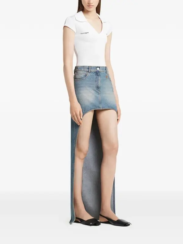 COURREGES Cropped Sports Polo Shirt - White
