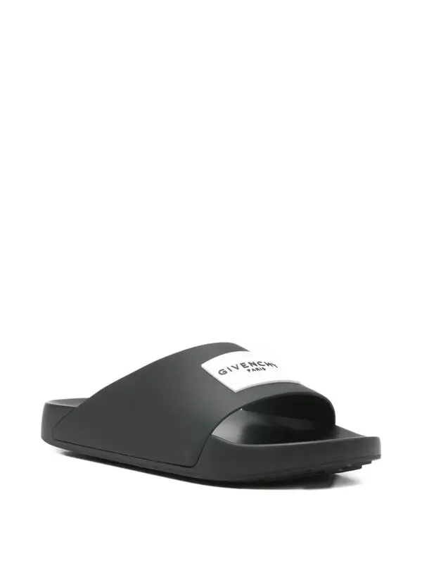 Givenchy Label Slide Flat Mules In Rubber