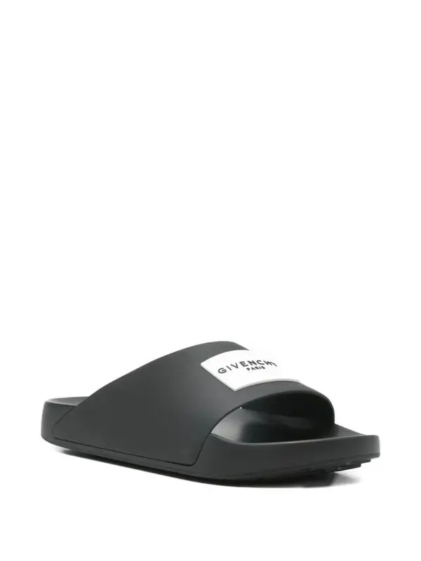Givenchy Rubber Slide Flat Mules - Black