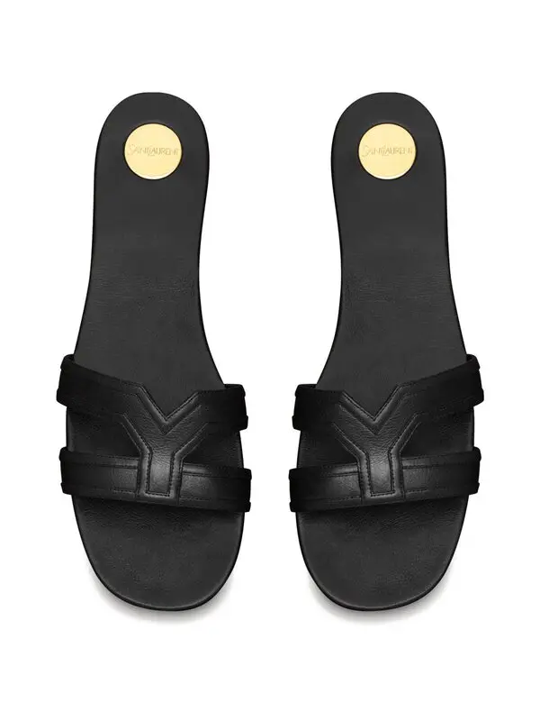 Saint Laurent Mabrouka Smooth Leather Slides