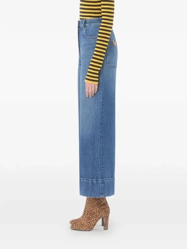 Valentino Garavani Wide Leg Denim Trousers - Blue