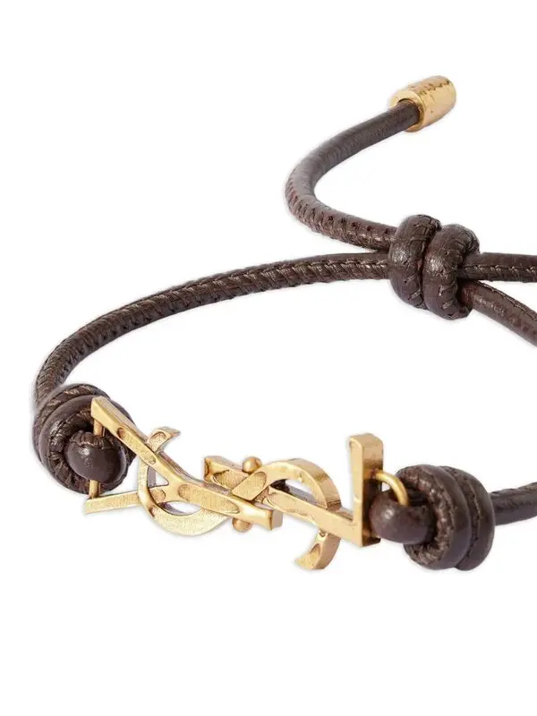 Saint Laurent Leather Cord Cassandre Bracelet