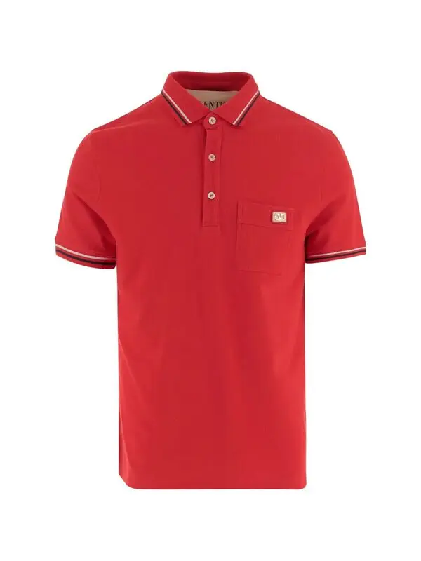 Valentino Garavani Cotton Piqué Polo Shirt With Vlogo Patch - Red
