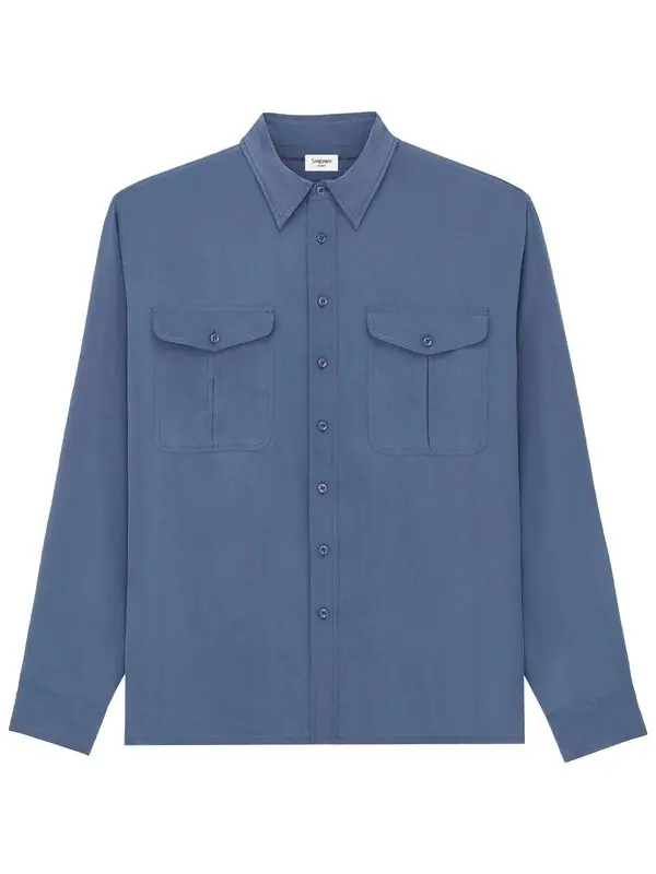 Saint Laurent Viscose And Silk Shirt With Padded Shoulders