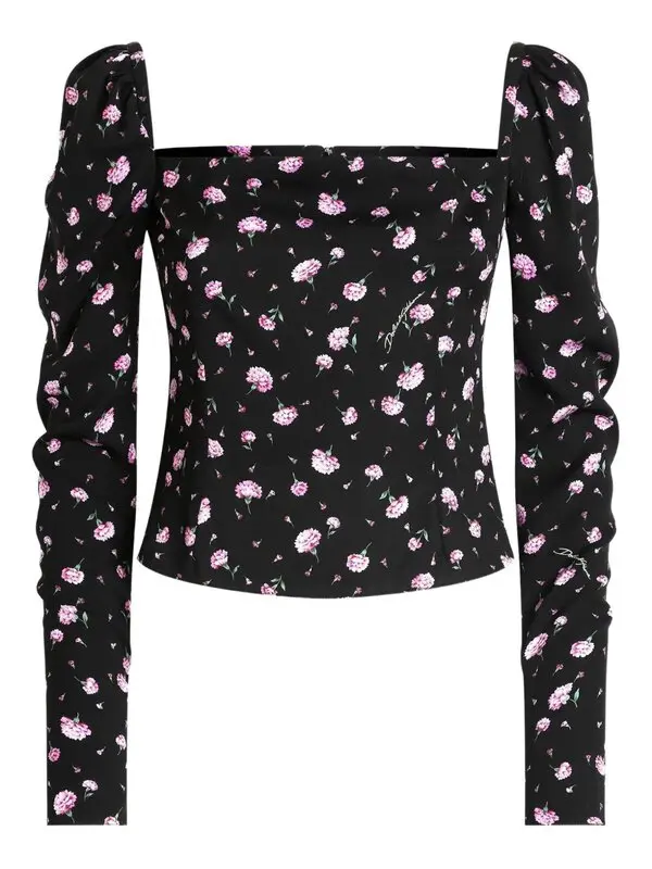 Dolce & Gabbana Carnations-print Silk Top - Black
