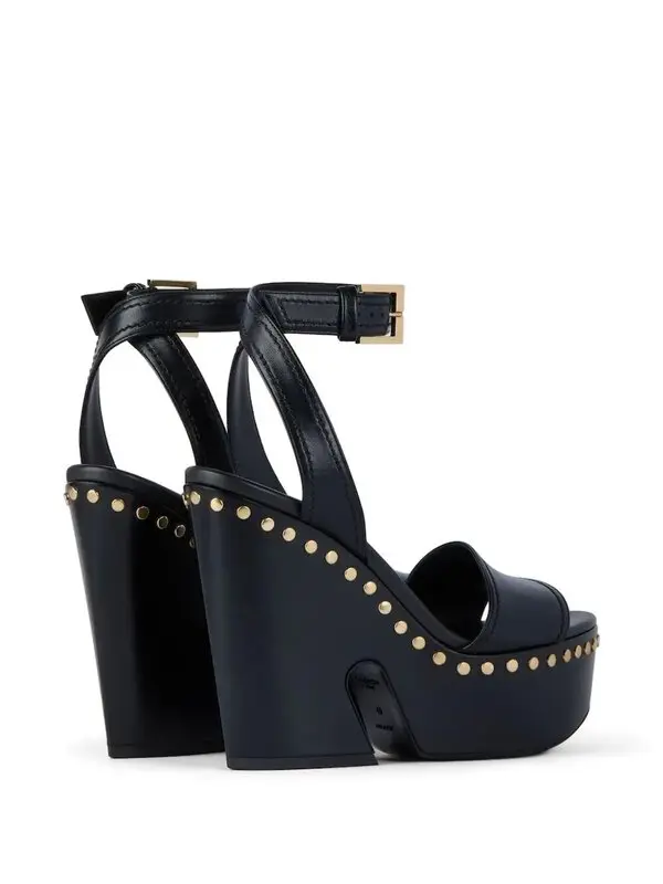 Givenchy Clog Leather Platform Sandals With Studs Detail