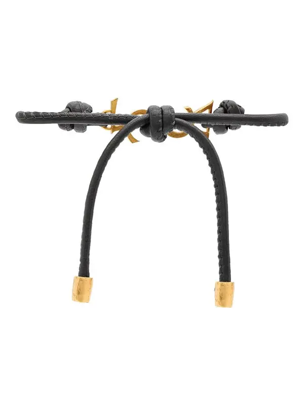 Saint Laurent Cassandre Leather Cord Bracelet