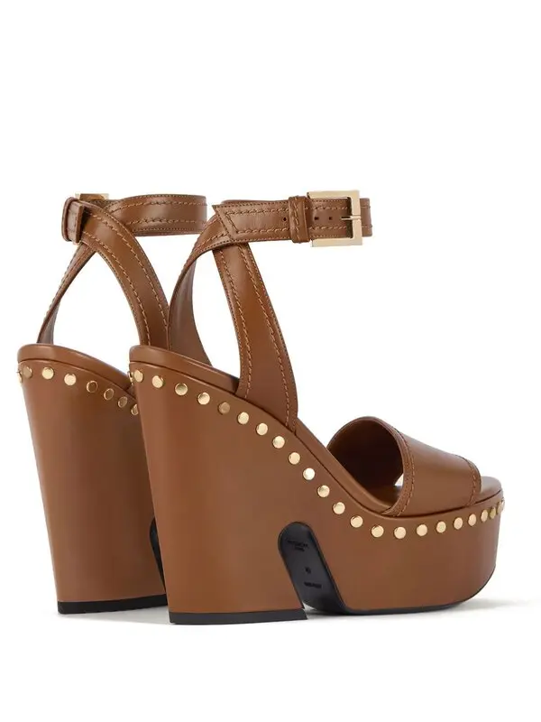 Givenchy Clog Leather Platform Sandals With Studs Detail