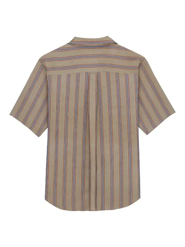 Saint Laurent Cassandre Shirt In Striped Cotton Twill