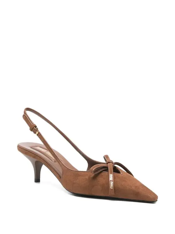 Miu Miu Suede Slingback Pumps With Bow