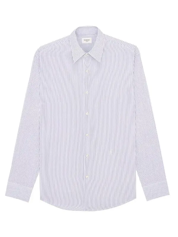 Saint Laurent Striped Cotton Poplin Cassandre Shirt - Black