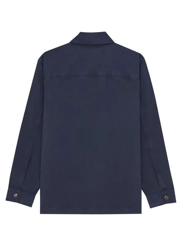 Saint Laurent Cotton Linen Gabardine Cassandre Overshirt - Blue