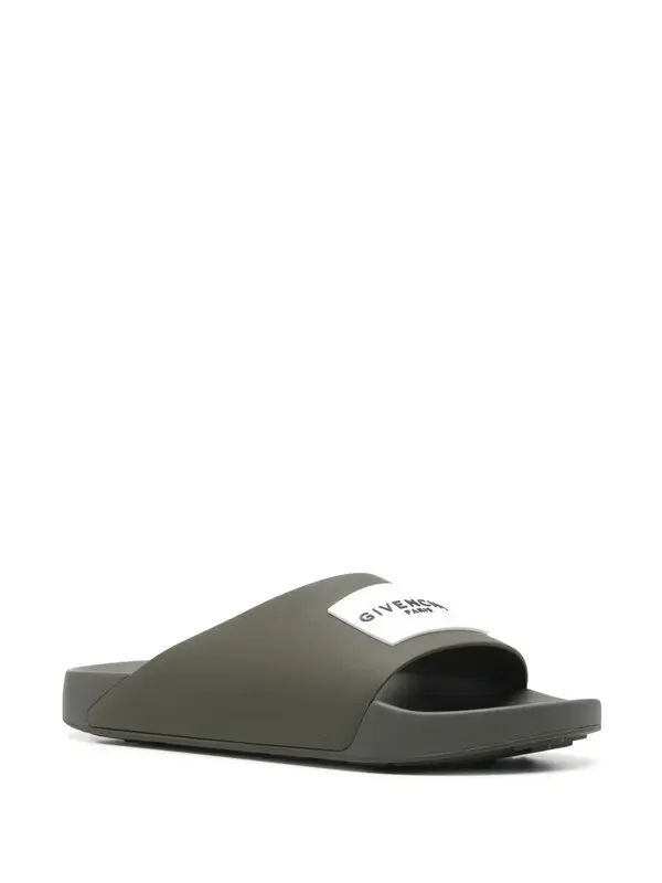 Givenchy Label Slide Flat Mules In Rubber