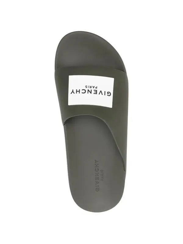 Givenchy Label Slide Flat Mules In Rubber