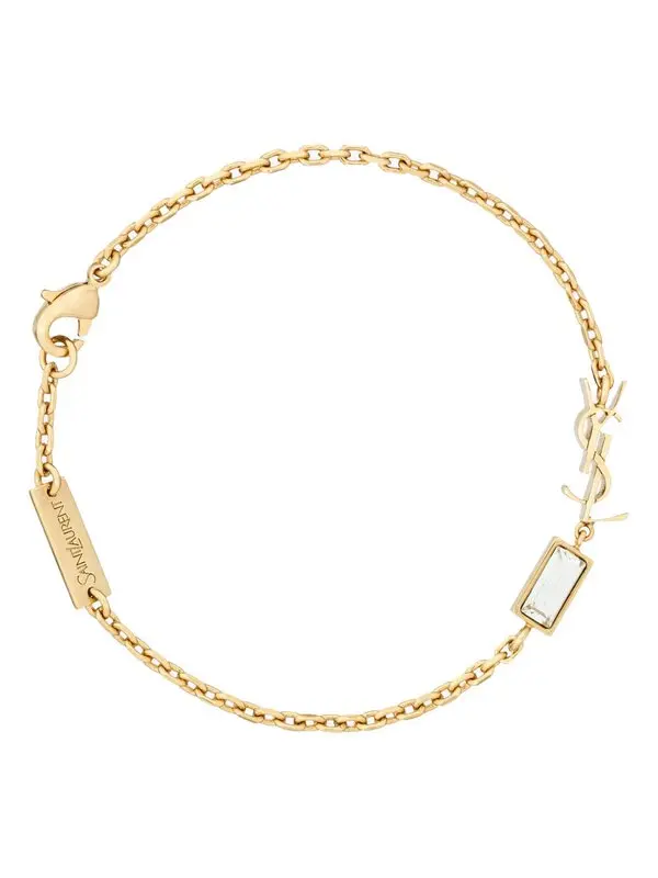 Saint Laurent Cassandre Charm Bracelet In Metal And Rhinestone - Silver