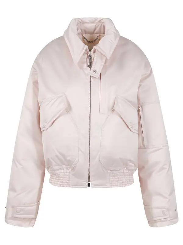 Victoria Beckham Cotton Satin Padded Bomber Jacket - Multicolor